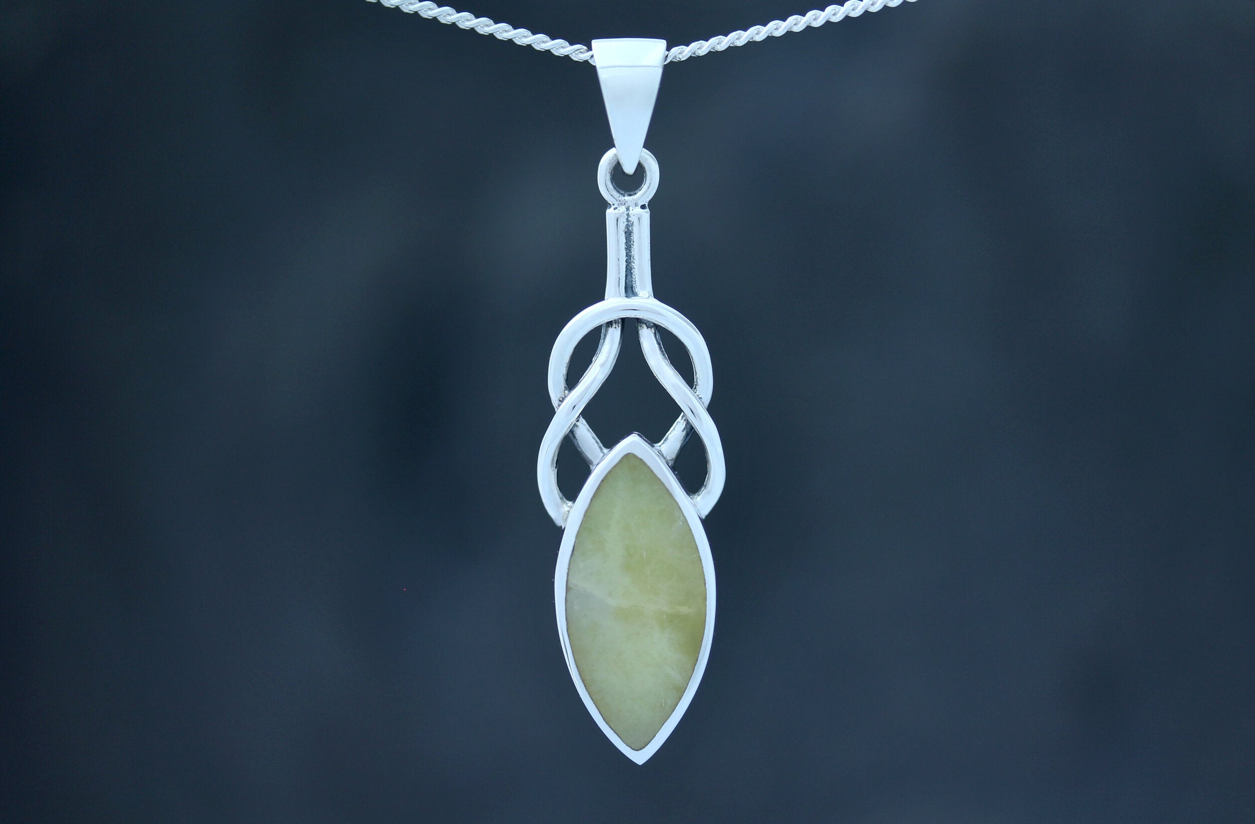 Scottish Marble Pendant - Long Knot Drop with Marquee Stone – Celtic ...
