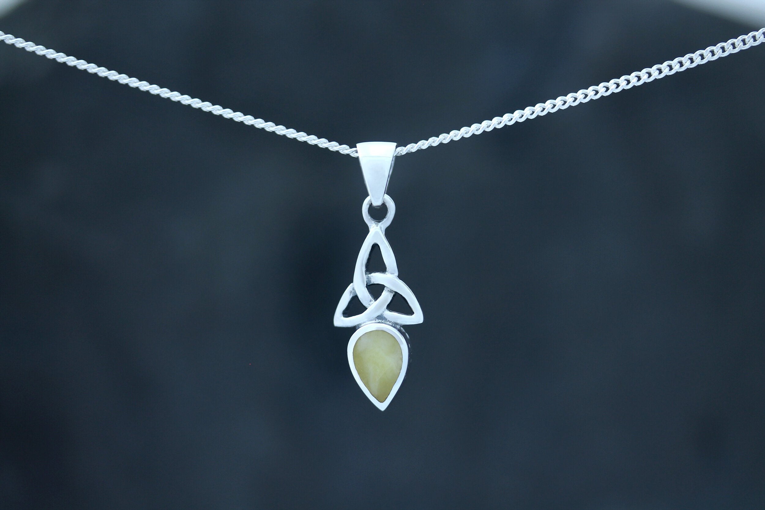 Scottish Marble Pendant - Triquetra Teardrop – Celtic Design Scotland