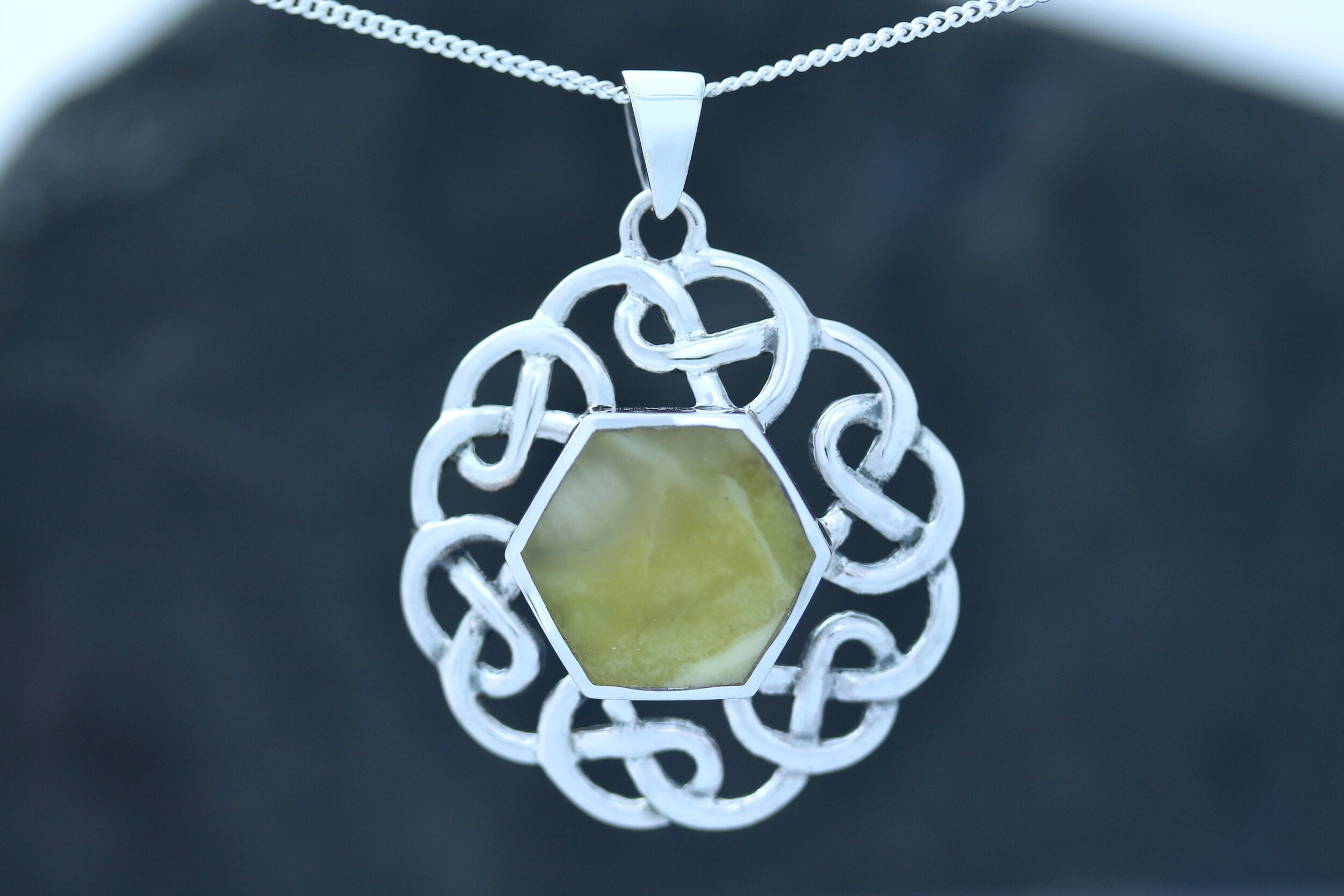 Scottish Marble Pendant - Six Knot with Hexagon – Celtic Design Scotland