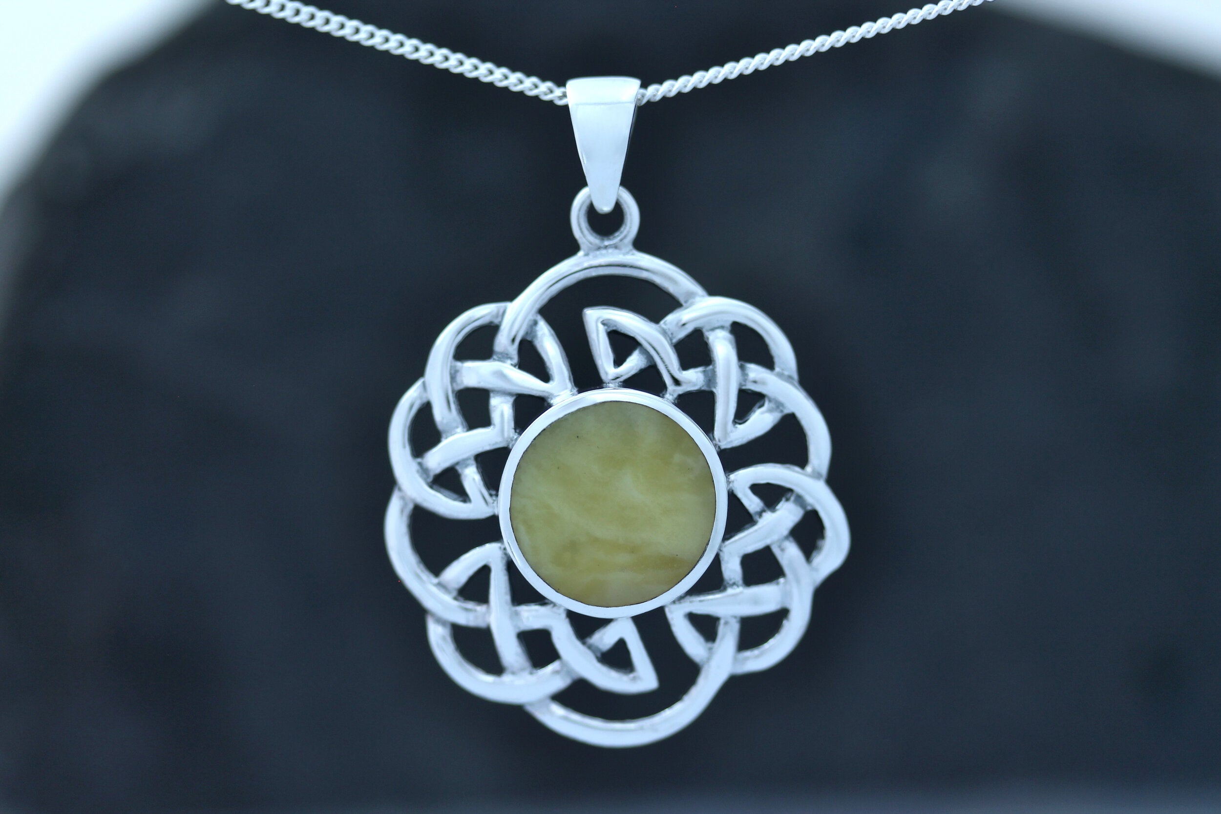 Scottish Marble Pendant - Celtic Lace Border – Celtic Design Scotland