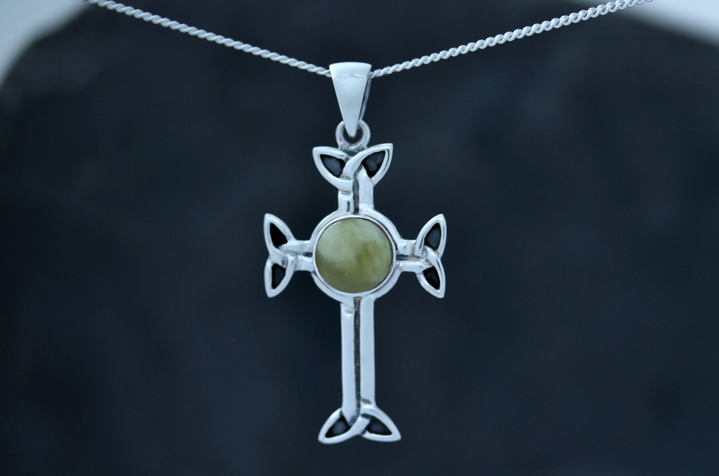 Celtic Cross Pendant - Trinity Arms with Scottish Marble – Celtic ...