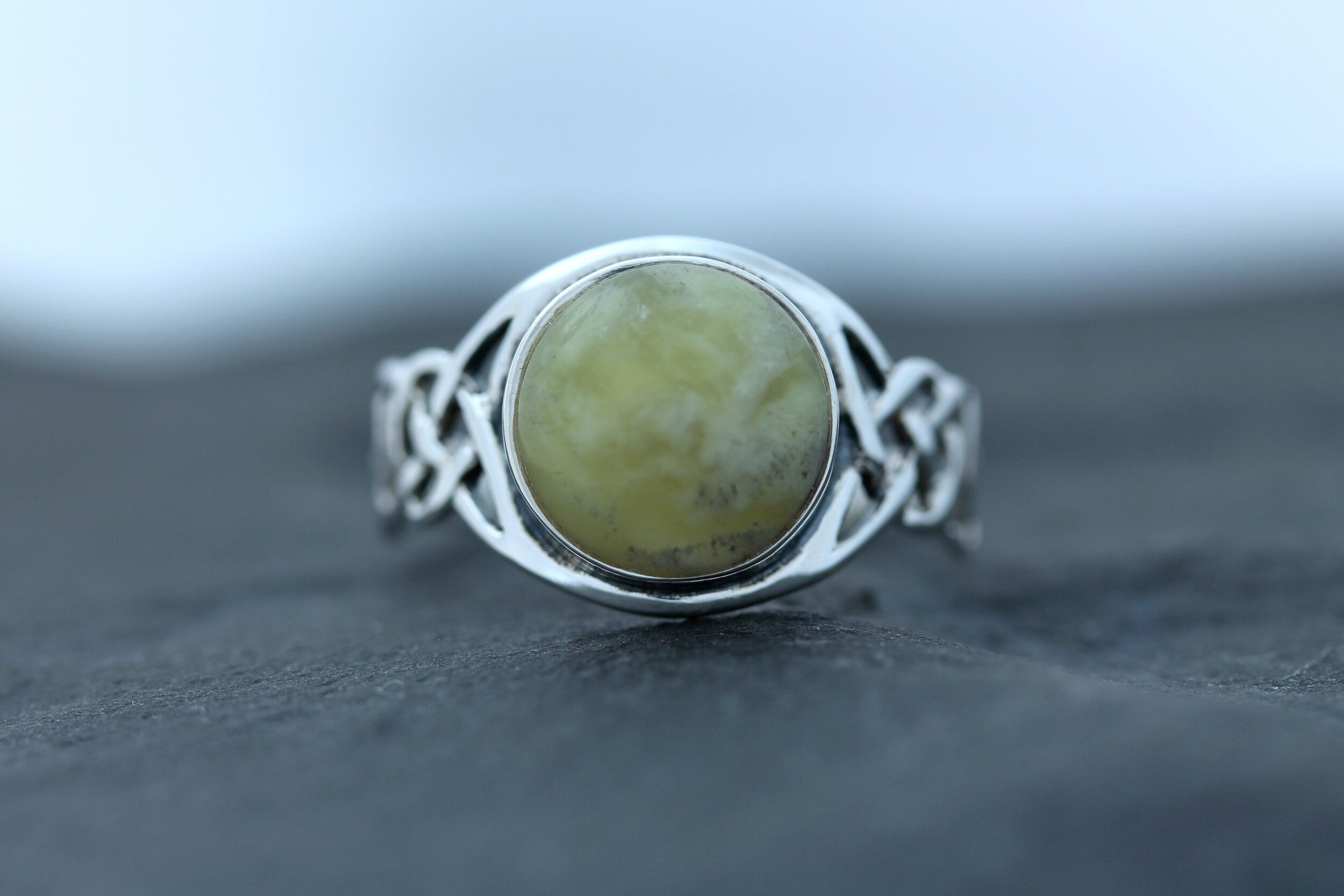 Scottish Marble Ring -Big Intricate Looped Frame – Celtic Design Scotland