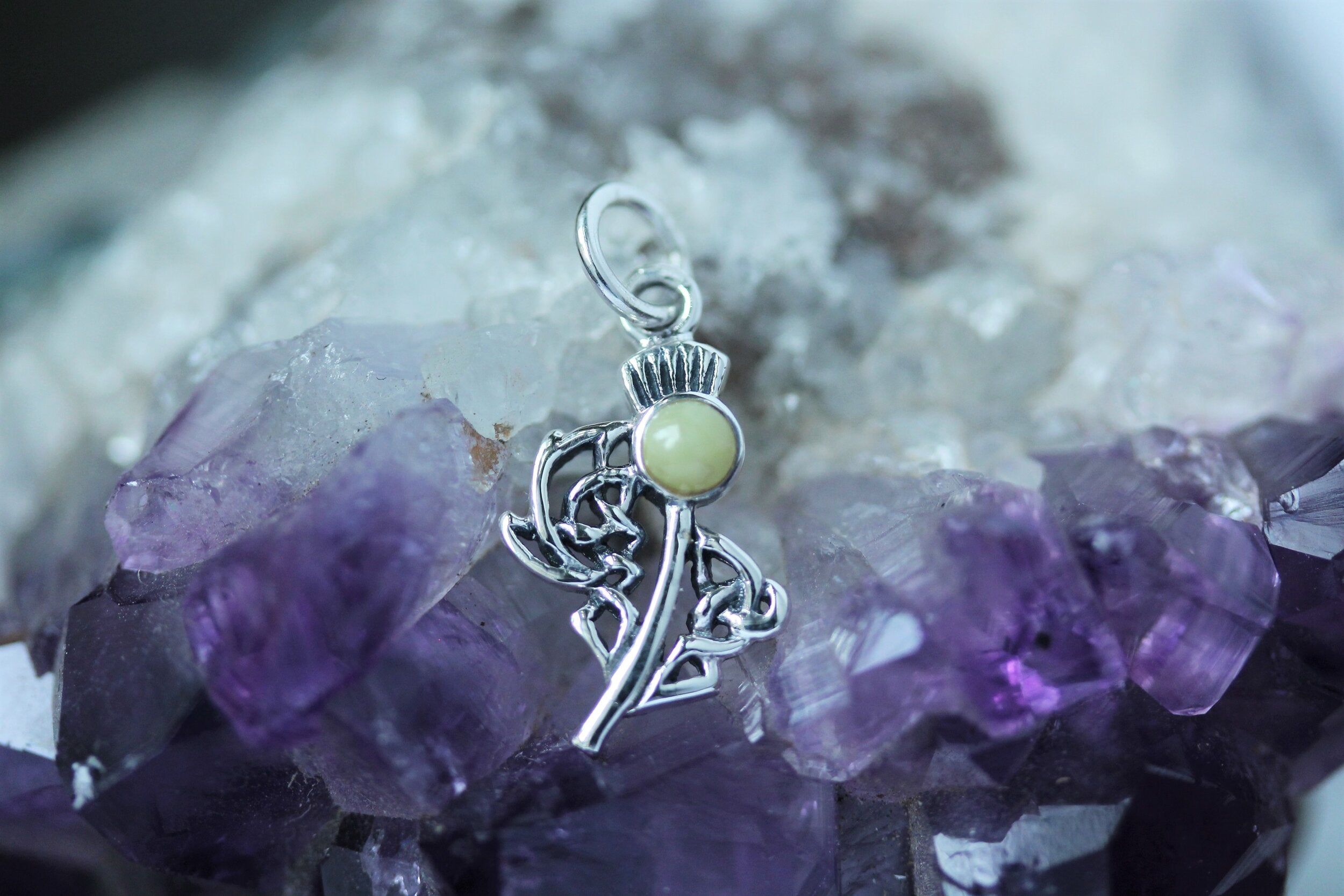 Scottish Thistle Pendant Scottish Marble - Celtic Woven Leaf – Celtic ...