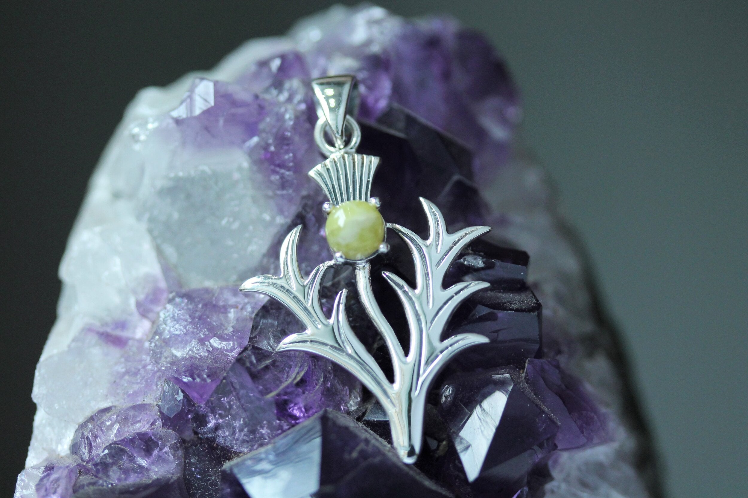 Scottish Thistle Pendant Scottish Marble - Spiky Leaf – Celtic Design ...