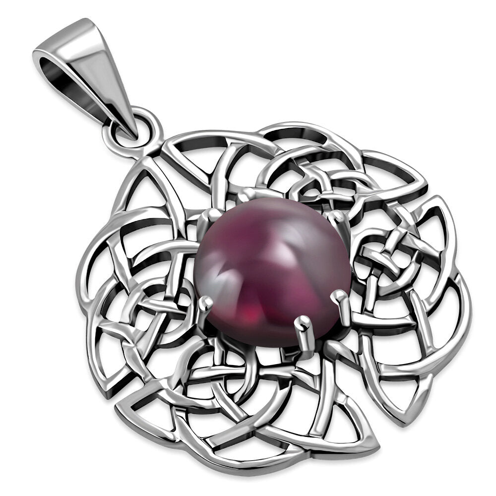 Celtic Stone Pendant - Dara Knot with Red Garnet – Celtic Design Scotland