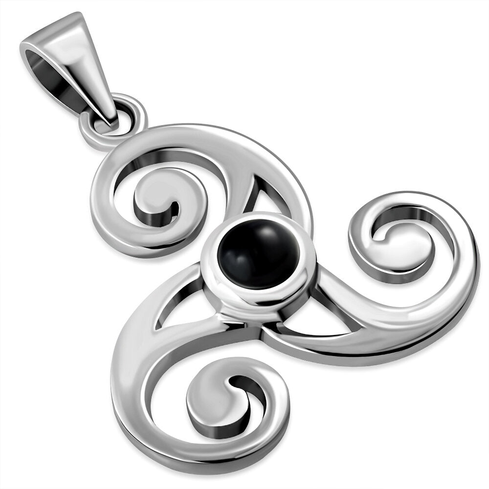 Triskele Stone Pendant - Three Windows with Black Onyx – Celtic Design ...