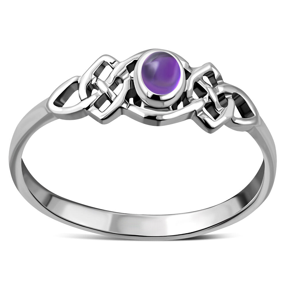 Celtic Stone Ring- Interlocking Celtic Knot with Amethyst – Celtic ...